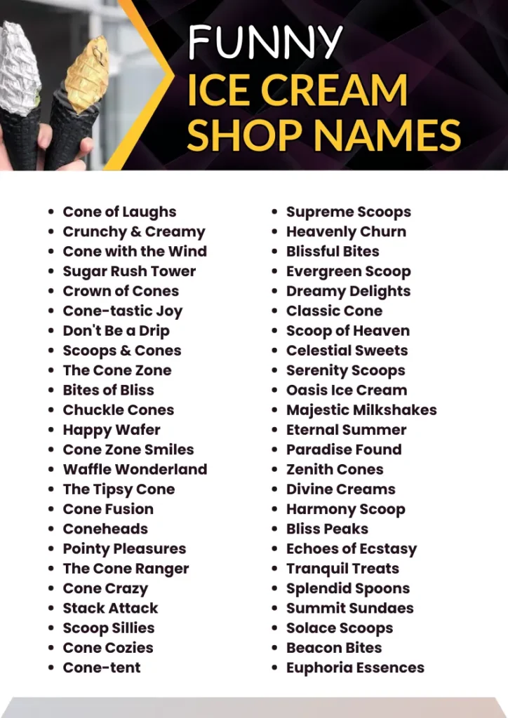 431 Funny Ice Cream Shop Names Generator
